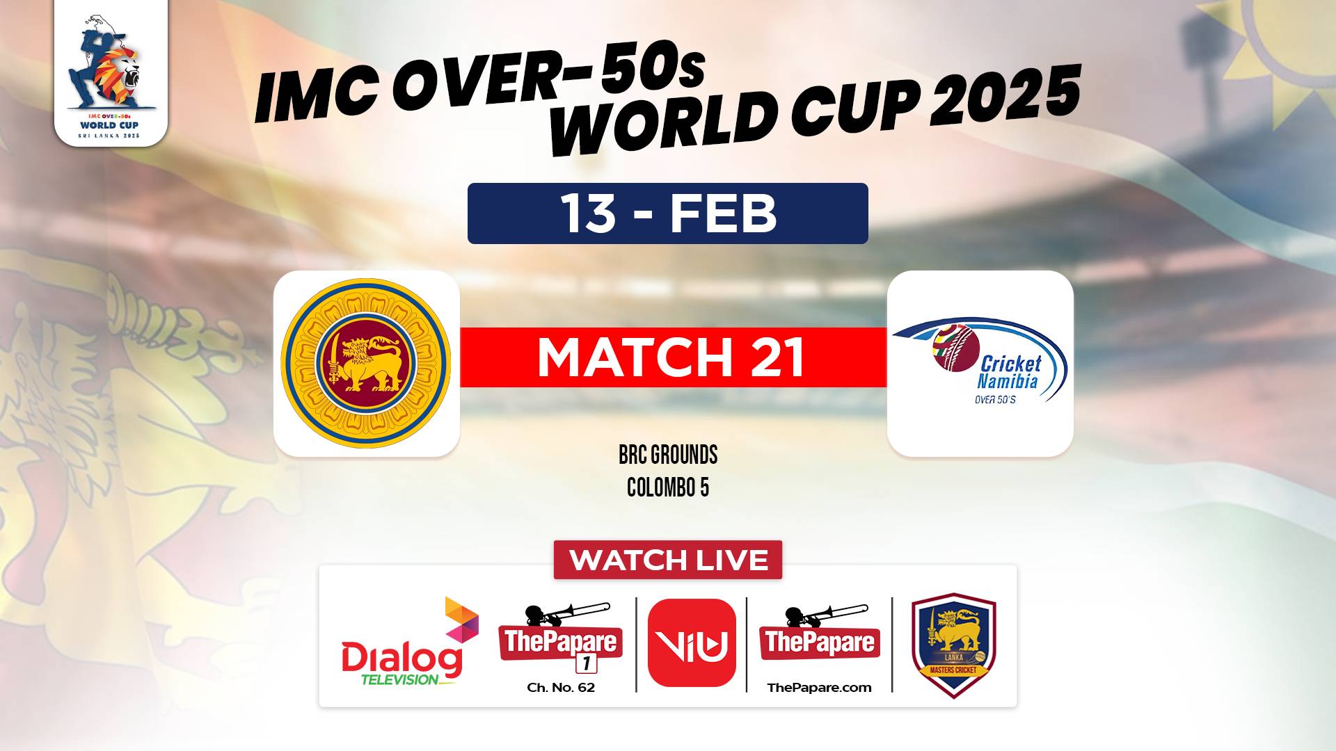 REPLAY – Sri Lanka vs Namibia - IMC Over-50s World Cup 2025