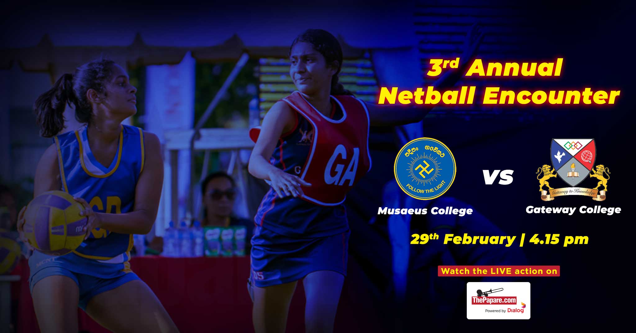 Match Replay - Musaeus College v Gateway College | 3rd Annual Netball ...
