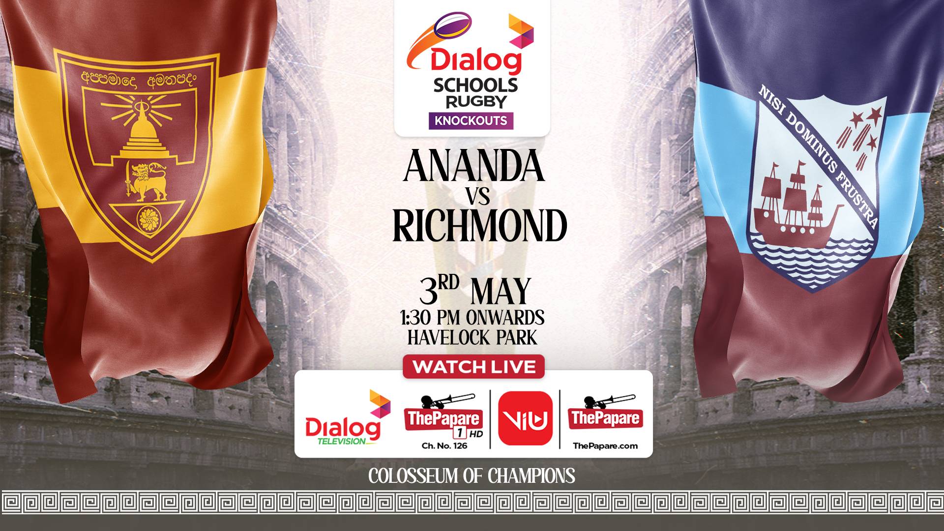 REPLAY – Ananda College vs Richmond College - Dialog Schools Rugby ...
