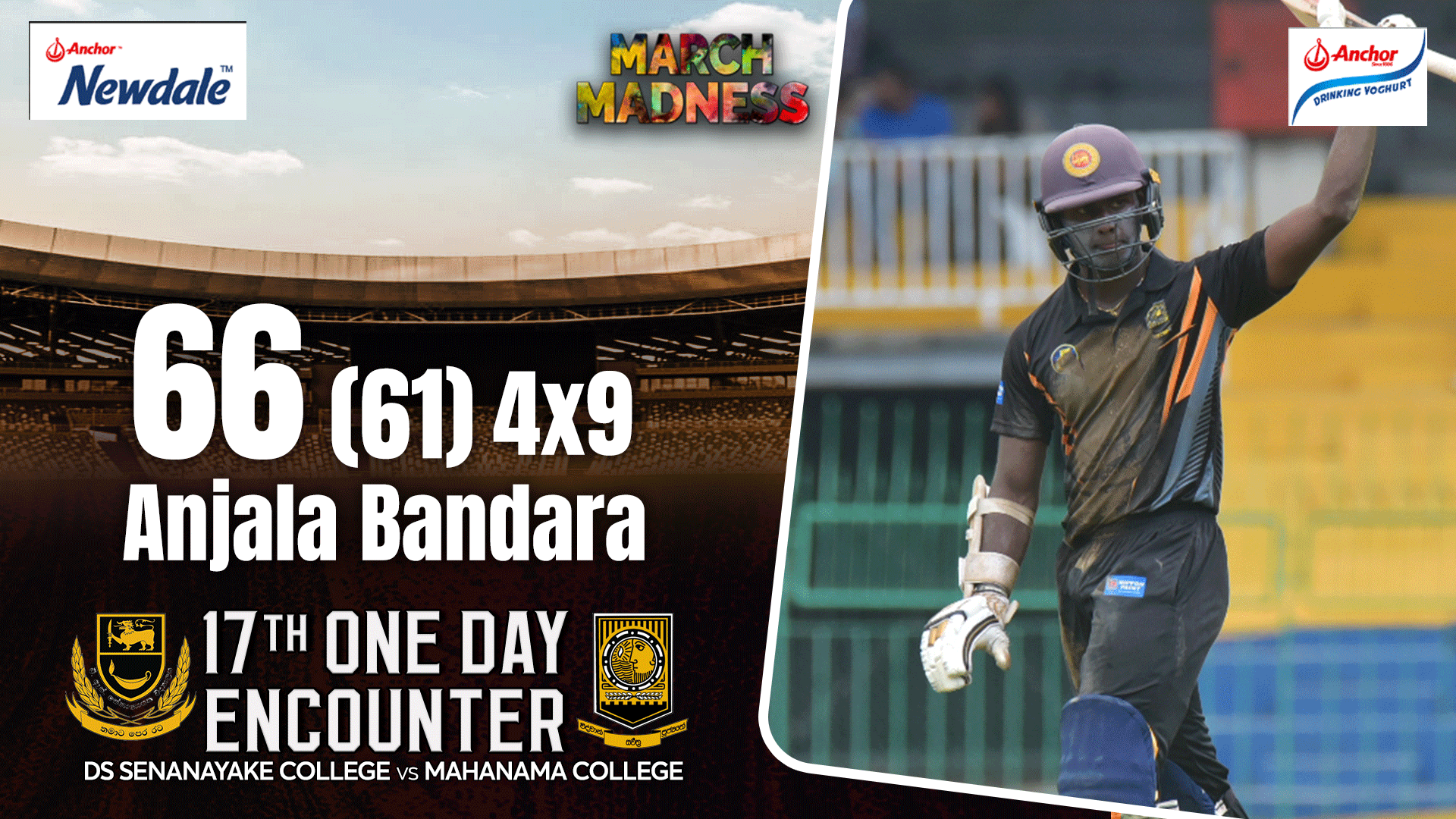 WATCH - Anjala Bandara - 66 (61) vs DS Senanayake College | 17th Battle ...