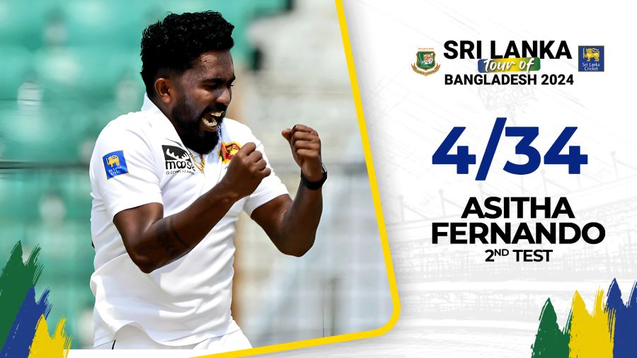 WATCH - Asitha Fernando 4/34 - Sri Lanka tour of Bangladesh 2024 – 2nd Test