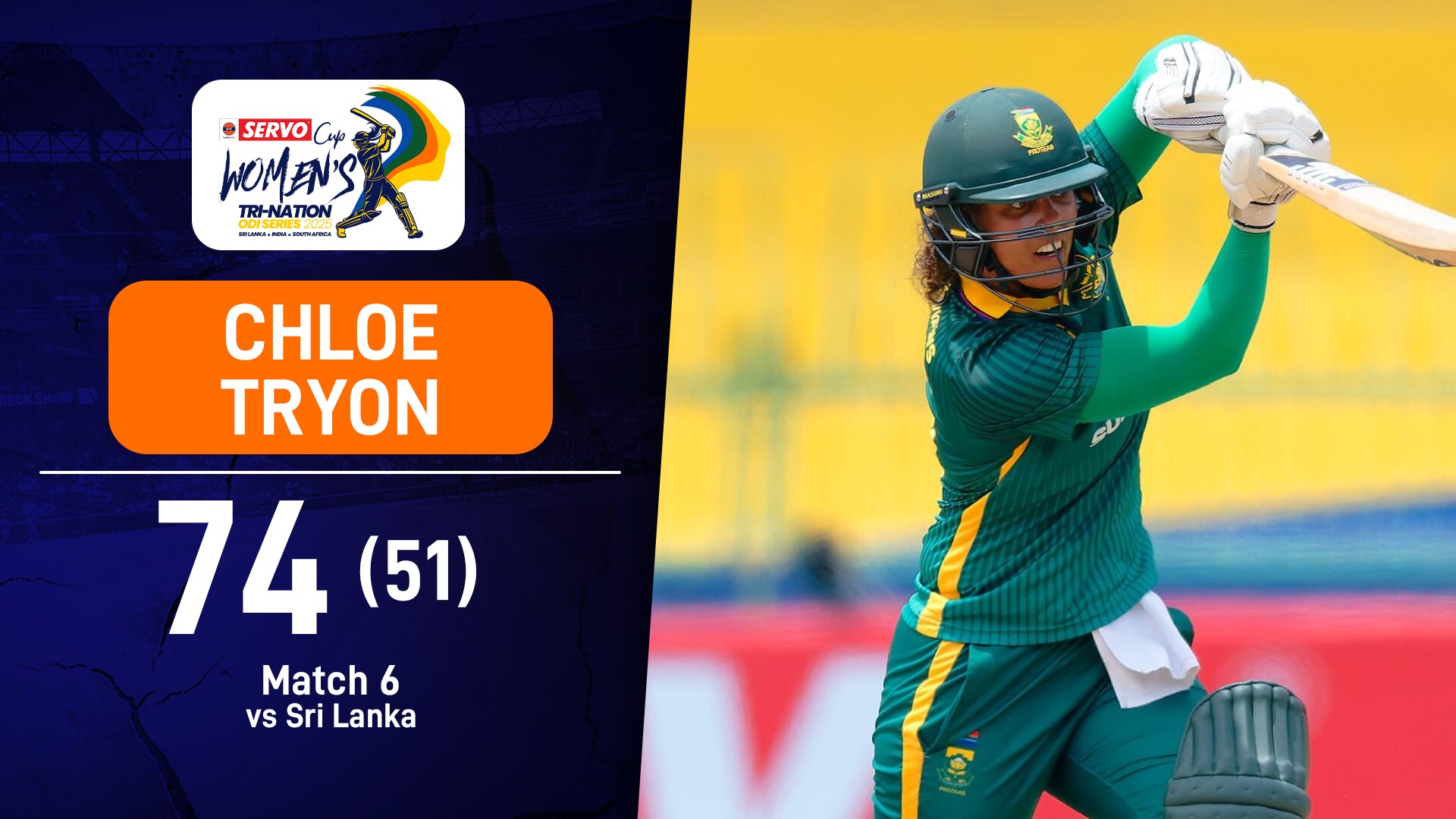 WATCH – Chloe Tryon 74 (51) vs Sri Lanka | Servo Cup Women's Tri-Nation ...