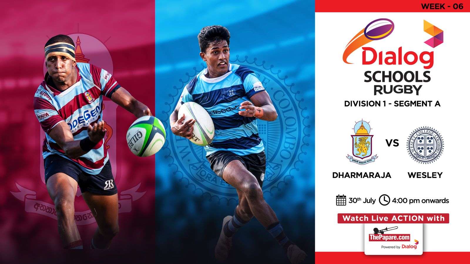 REPLAY - Dharmaraja College vs Wesley College - Dialog Schools Rugby ...