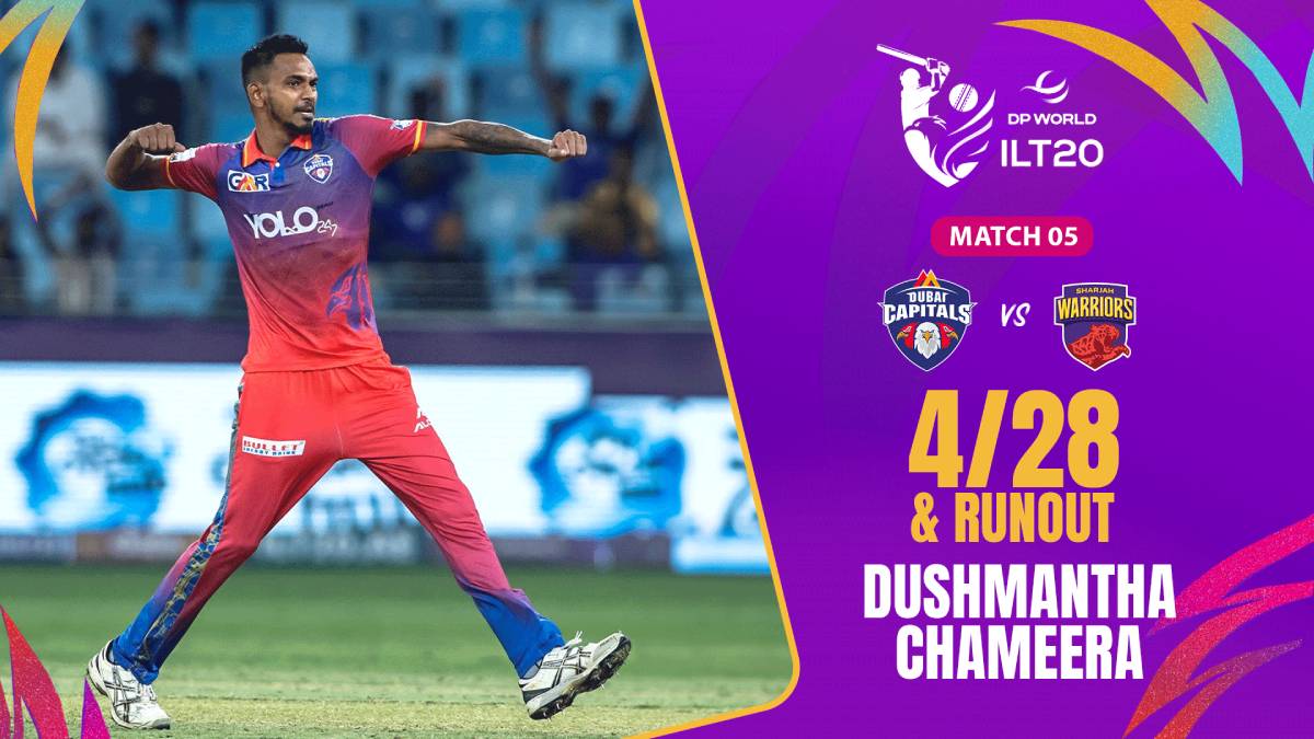 WATCH – Dushmantha Chameera 4 Wickets & Runout | Dubai Capitals vs Sharjah Warriors | ILT20 2024 ...
