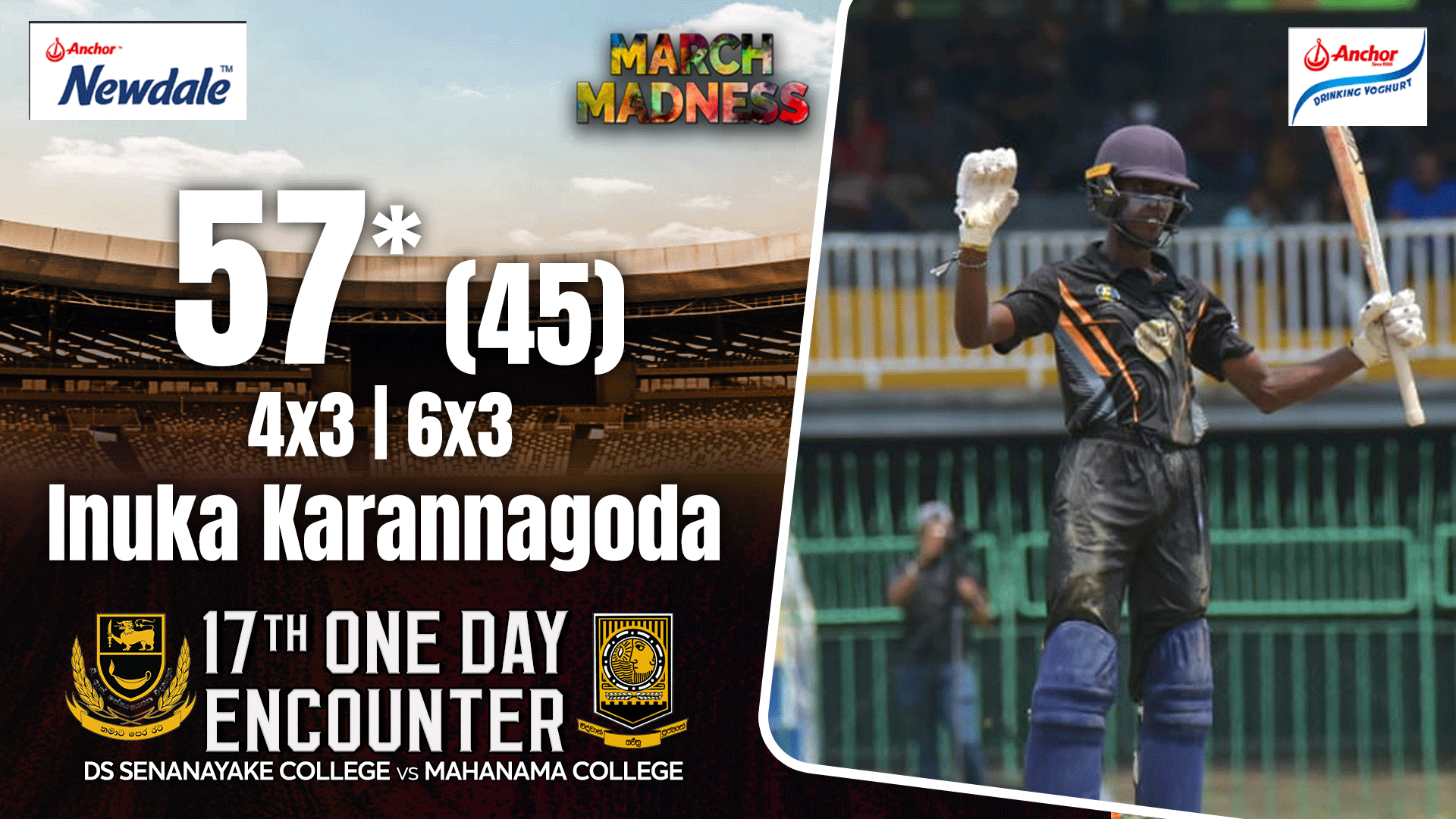 WATCH - Inuka Karannagoda - 57 (45) vs DS Senanayake College | 17th ...