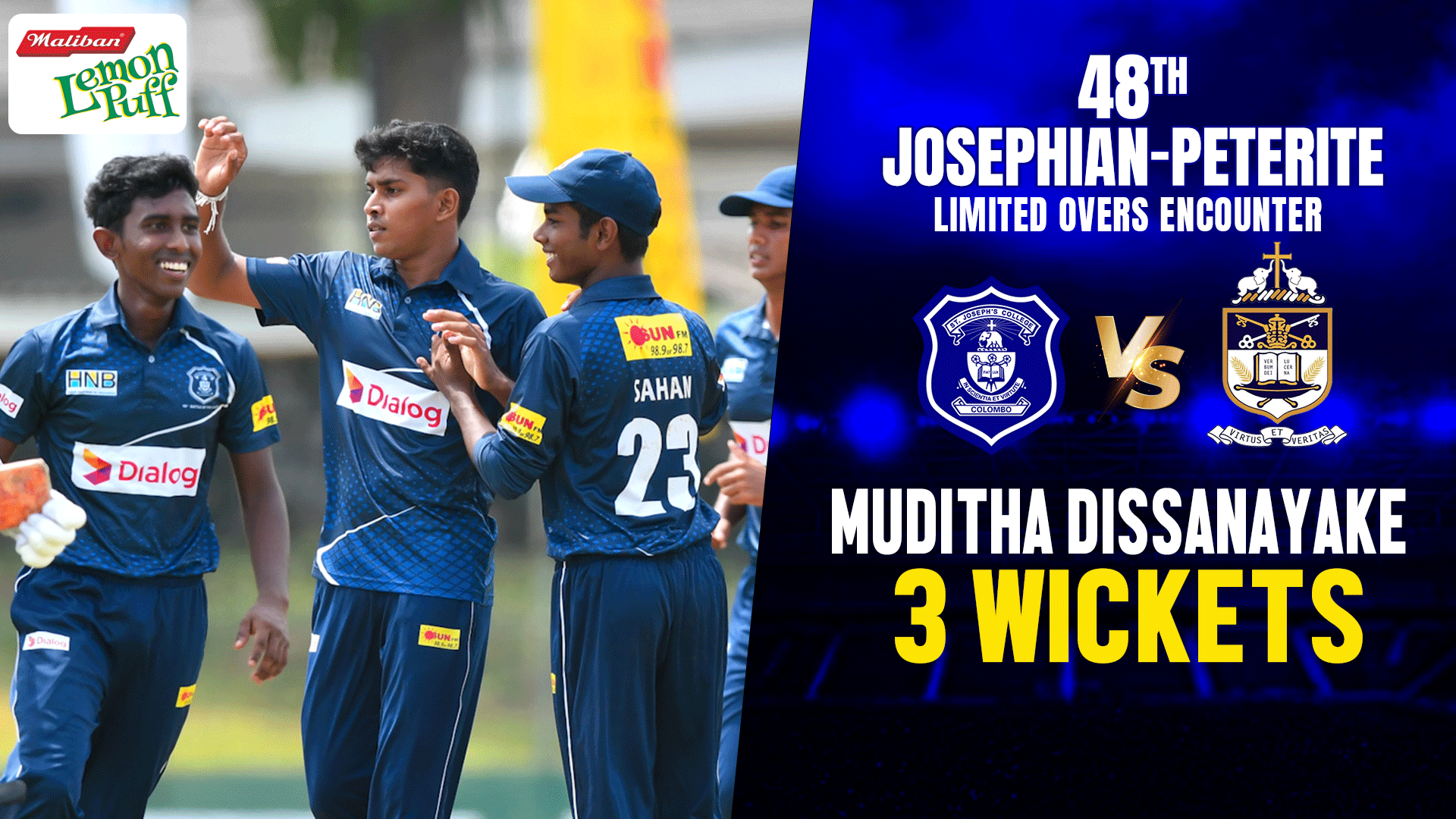 WATCH - Muditha Dissanayake 3 wickets vs St. Peter's College - 48th One Day Encounter