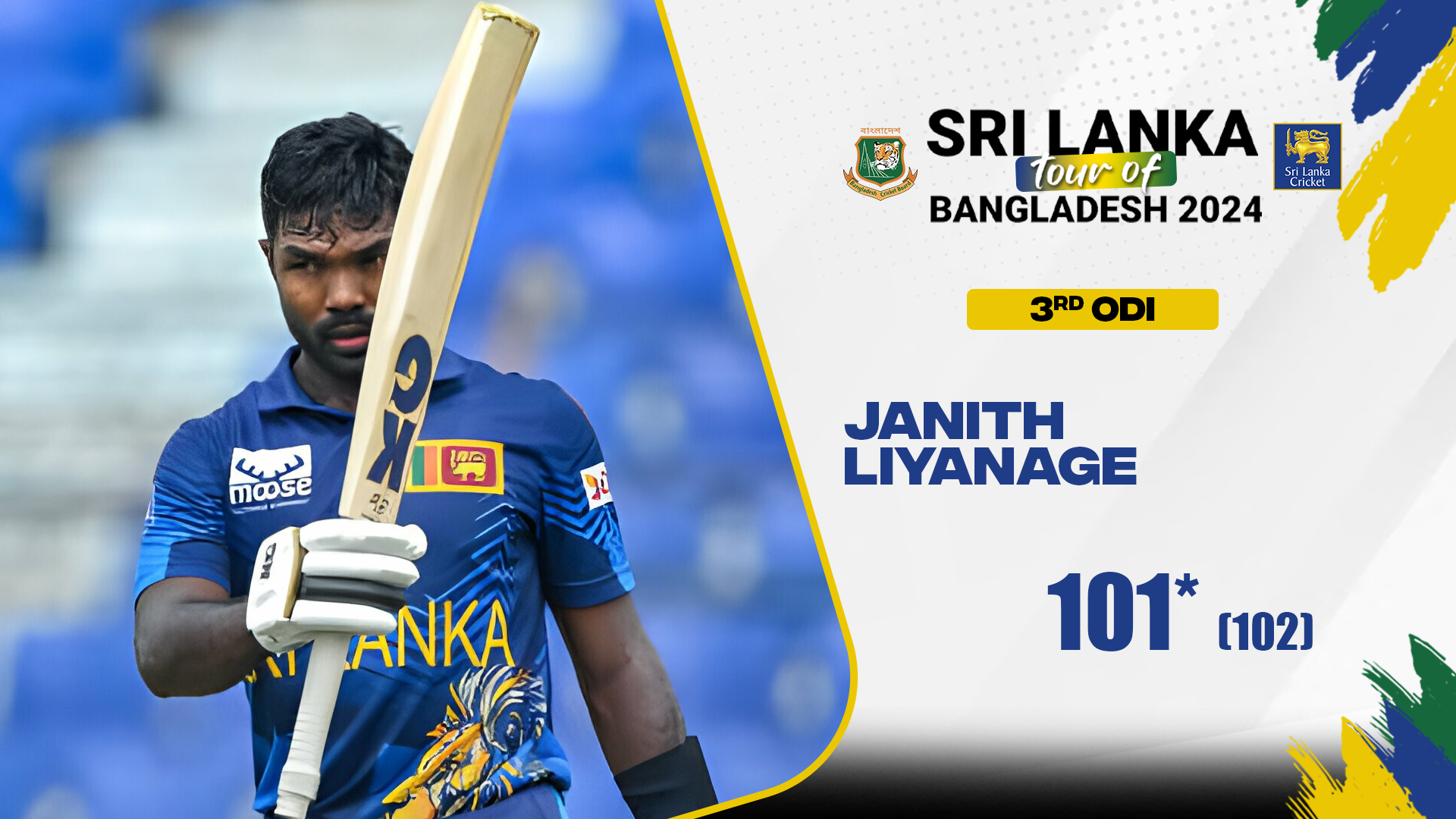 WATCH - Janith Liyanage 101* (102) - Sri Lanka tour of Bangladesh 2024 – 3rd ODI