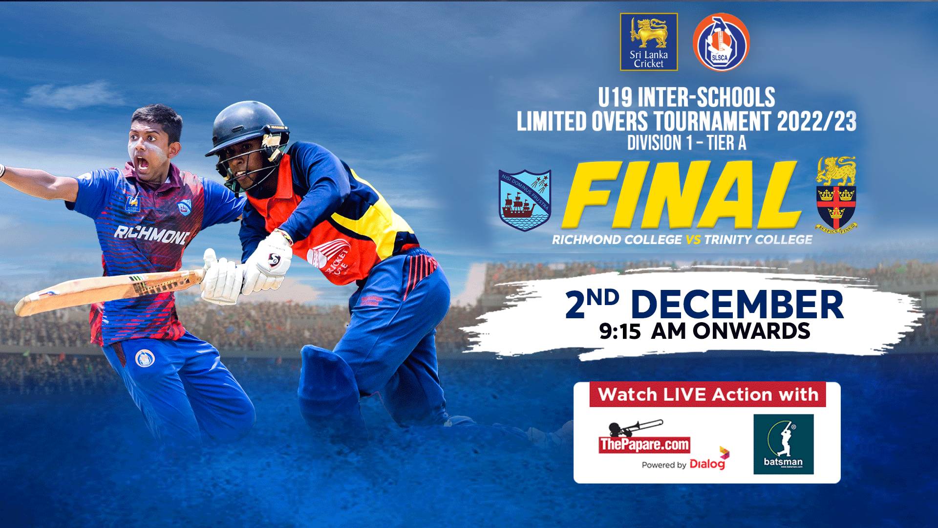 REPLAY - Trinity College vs Richmond College | Tier A - Final | SLSCA ...