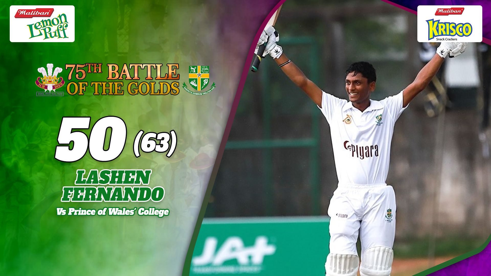 WATCH - Lashen Fernando 50 (63) vs Prince of Wales' - 75th Battle of ...