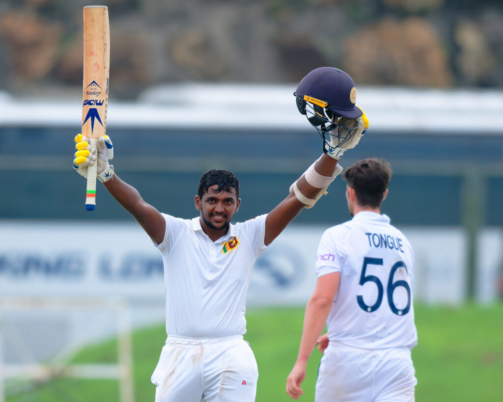 Lasith Croospulle ton lights up rain-affected day one