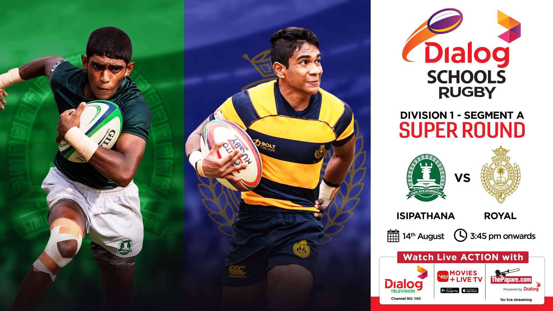 REPLAY - Isipathana College vs Royal College - Dialog Schools Rugby ...