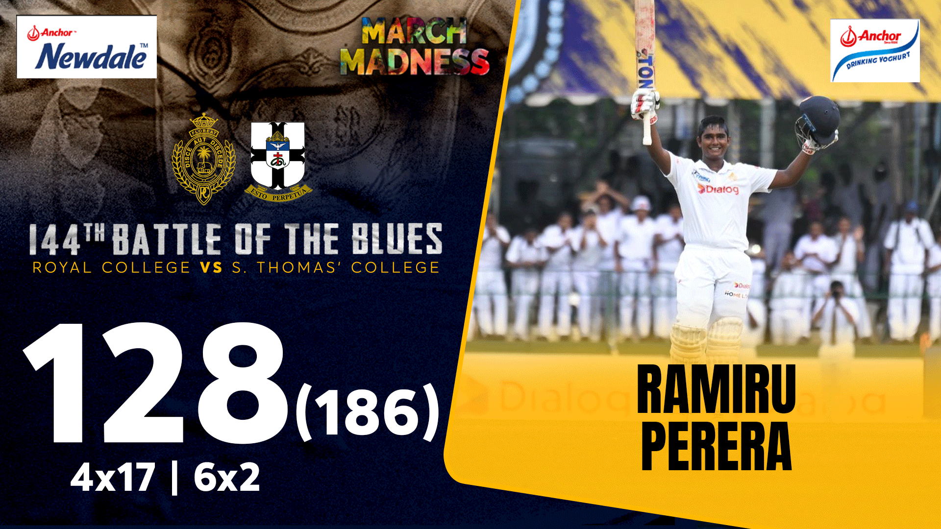 WATCH - Ramiru Perera 128 (186) vs S. Thomas' College | 144th Battle of ...