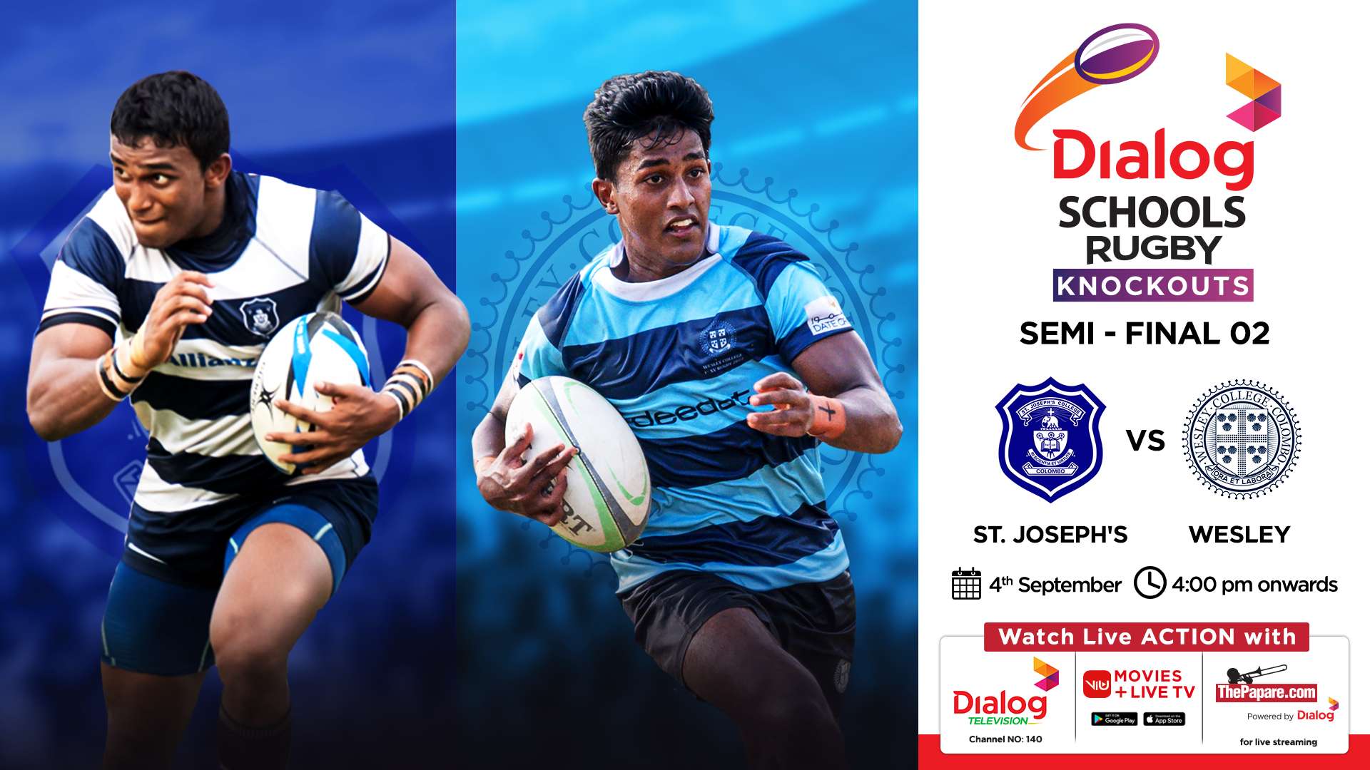 REPLAY - St. Joseph's College vs Wesley College - Dialog Schools Rugby ...