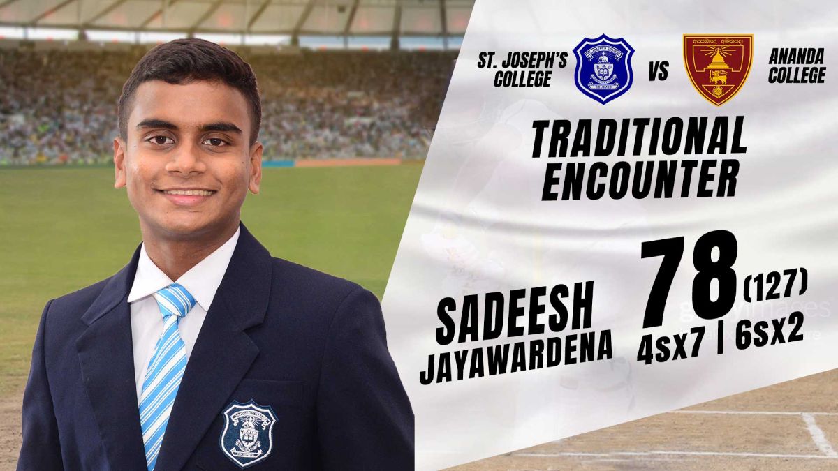 WATCH - Sadeesh Jayawardena's 78 (105) vs Ananda College - U19 ...