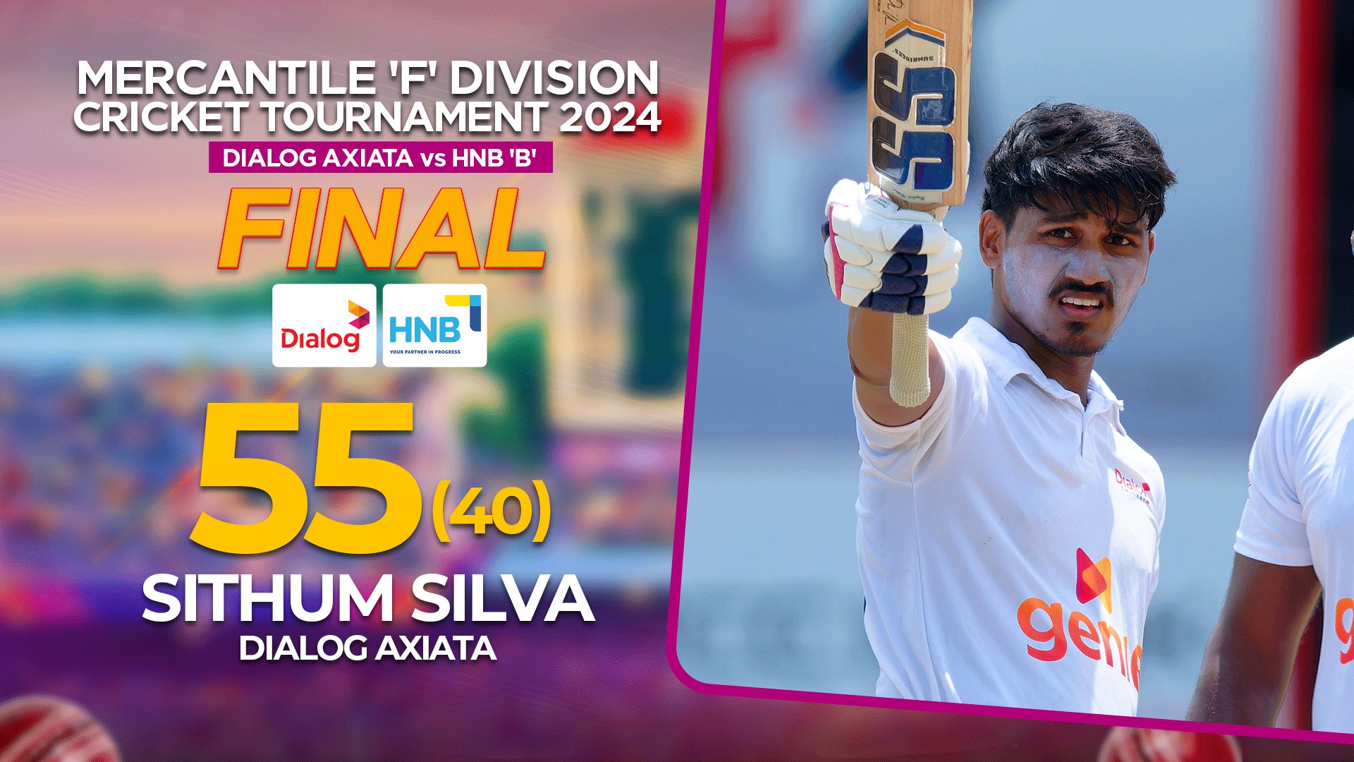 WATCH - Sithum Silva 55 (40) vs HNB 'B' | 6th Fairfirst-MCA Challenge Trophy 2024 - Final