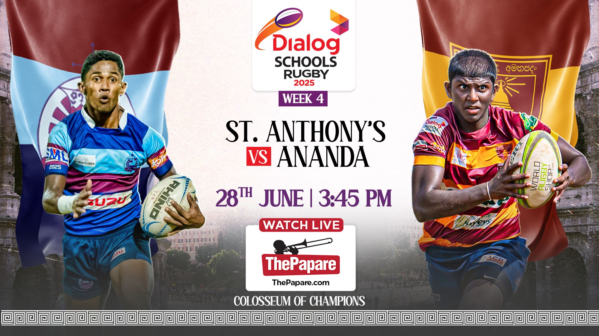 REPLAY – St. Anthony's College vs Ananda College - Dialog Schools Rugby ...