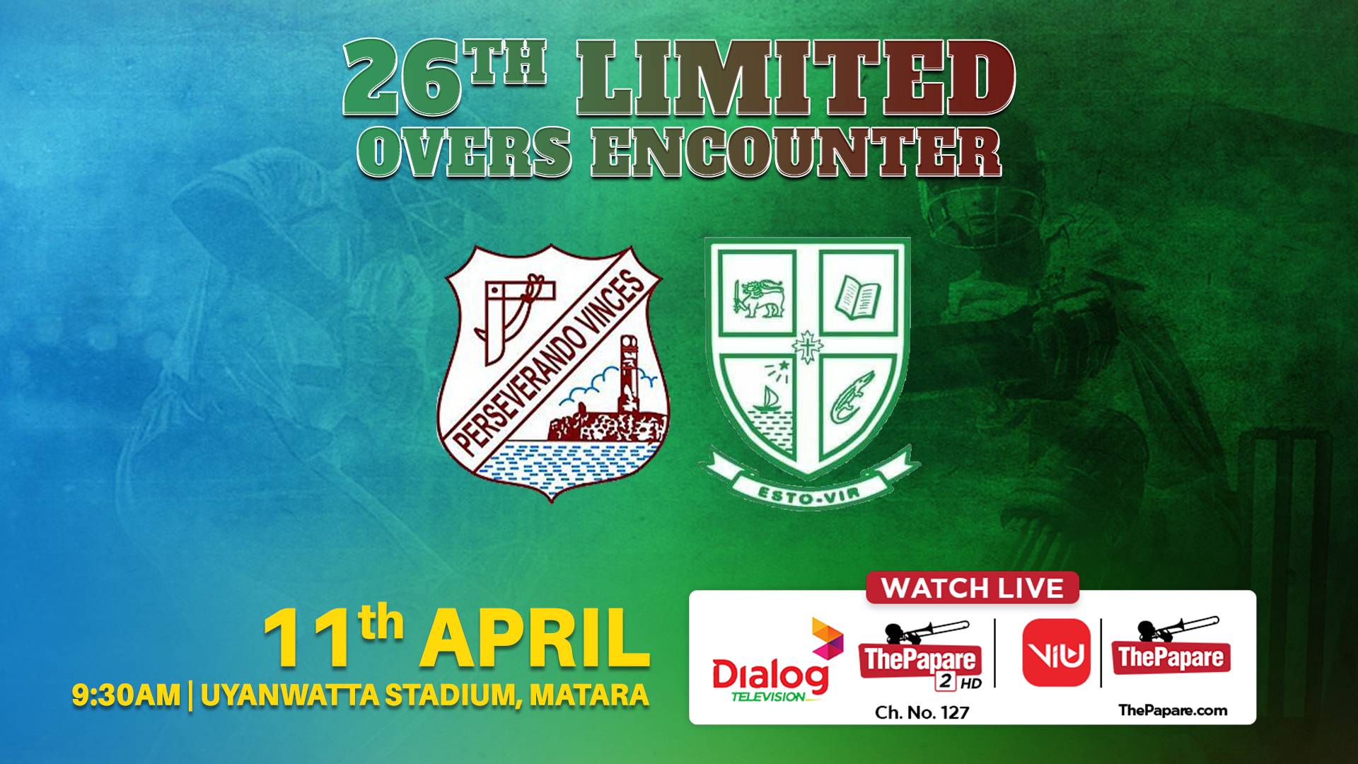 LIVE – St. Thomas' College vs St. Servatius' College – 26th Limited ...