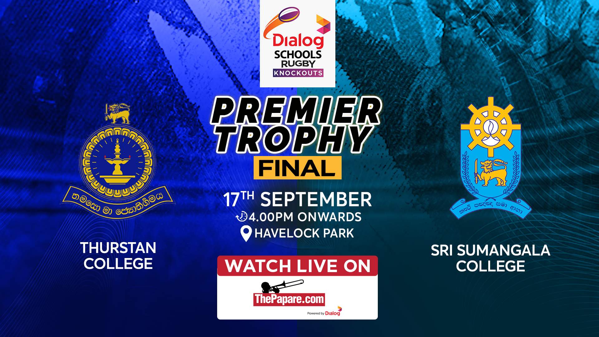 REPLAY - Thurstan College vs Sri Sumangala College - Dialog Schools ...